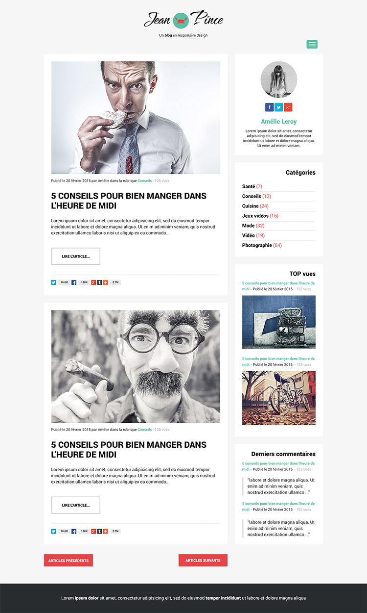 Blog responsive » Pack créer un blog avec Bootstrap et Wordpress