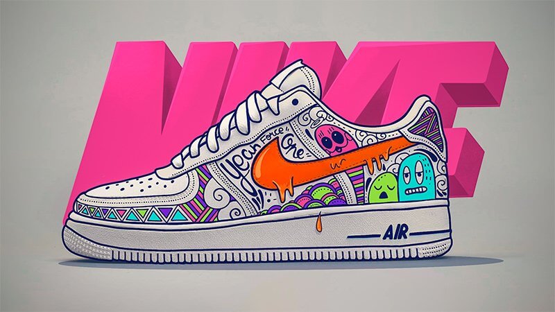 Doodle Art Custom D une Nike AIR Force 1 Avec Procreate